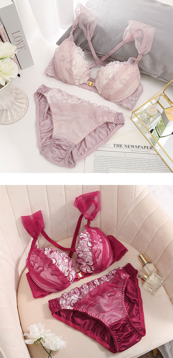 ココランジェ マルチブルーム ブラジャー ショーツ セット フロントホック COCO Linge 大きいサイズ | SHIROHATO(白鳩)