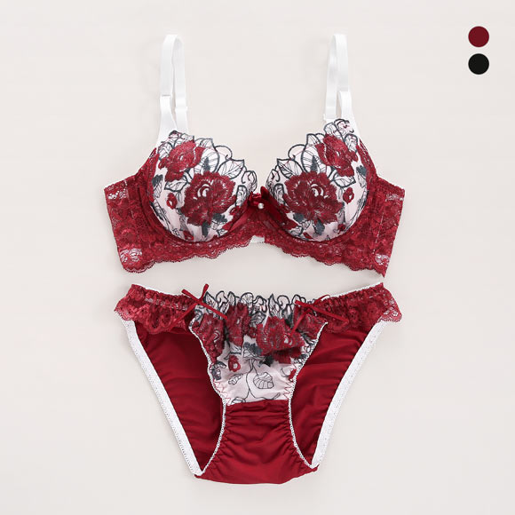 サンエイ 脇高 ゴージャスフラワー ブラセット ABCD 脇肉 すっきり 脇寄せ 美胸 谷間 丸胸 ブラジャー ショーツ セット SANEI | SHIROHATO(白鳩)