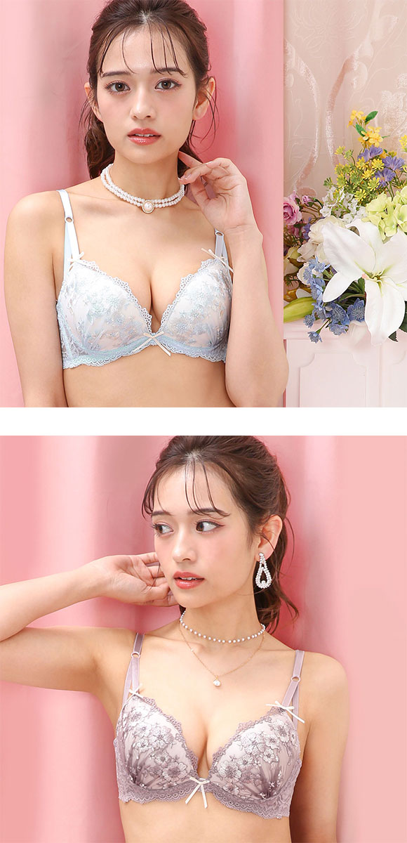 サンエイ 脇高 クラッシーブーケ ブラセット ABCD サイドリボンショーツ 横紐 脇肉 はみ肉すっきり 脇寄せ 美胸 谷間 丸胸 SANEI | SHIROHATO(白鳩)